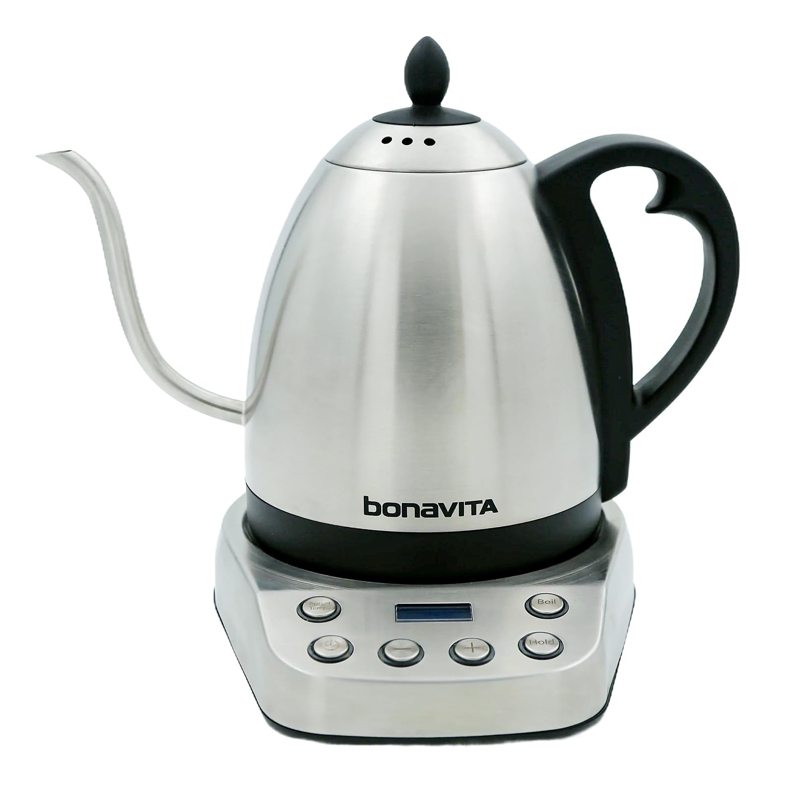 Bonavita Gooseneck Electric Kettle, Stainless Steel Water Boiler, Digital Variable Temp, Precise Pour Control, 6 Preset Temps for Pour-Over Coffee & Tea, Café, Home, 1 Liter, Stainless Steel Base