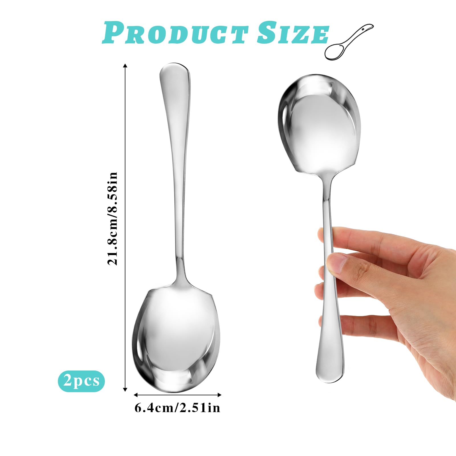 3 Pcs Large Serving Spoons, Stainless Steel Serving Spoon, Spoons Table Spoons, Long Handle Soup Spoons, Large Serving Tablespoons, Serving Spoons Set Kitchen Tool