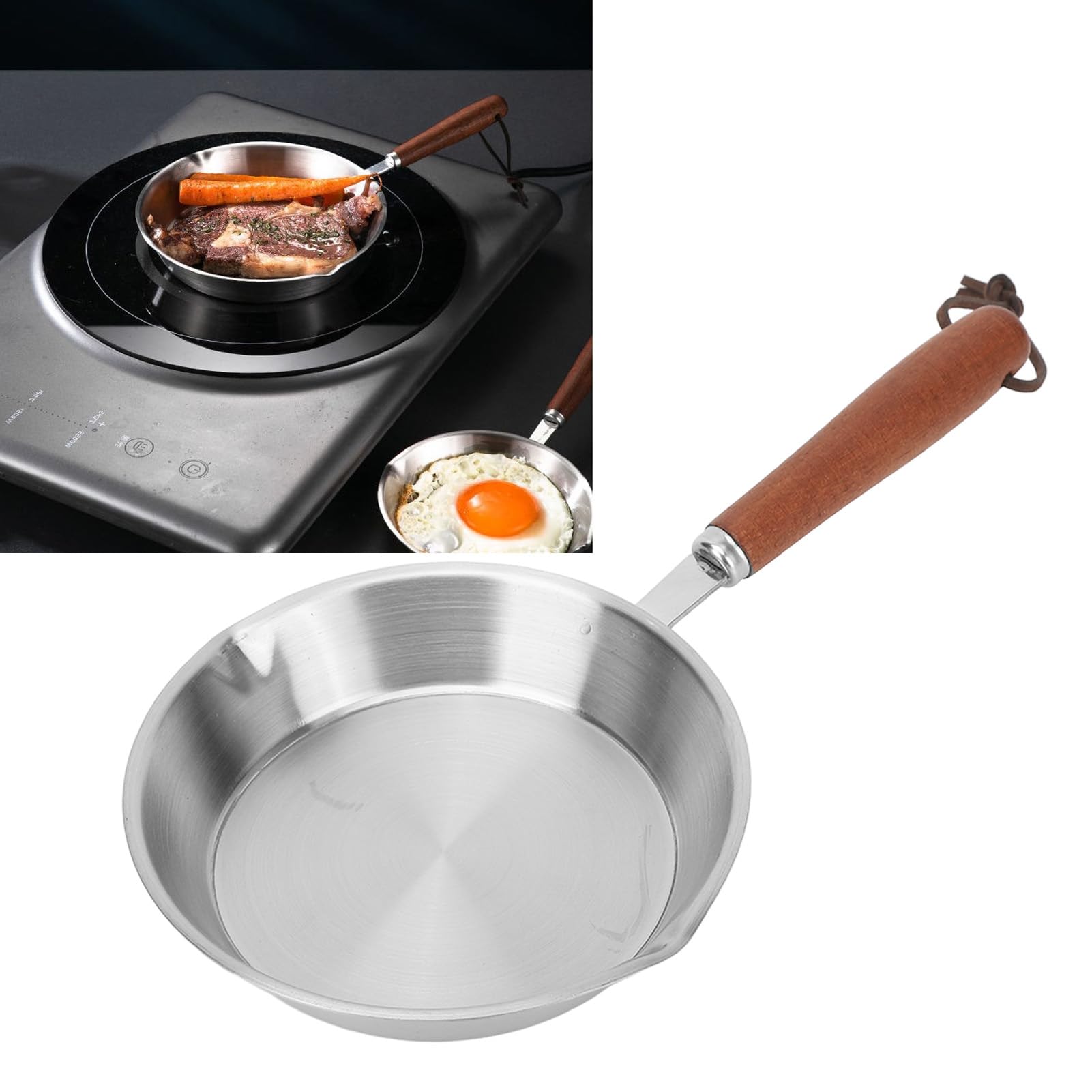 Nonstick Frying Pan, Saute Fry Pan Stainless Steel Frying Pan Non Stick Egg Pan Fry Pan for Household Restaurant Induction Cooker (12CM)