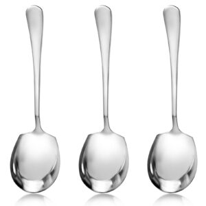 3 pcs large serving spoons, stainless steel serving spoon, spoons table spoons, long handle soup spoons, large serving tablespoons, serving spoons set kitchen tool