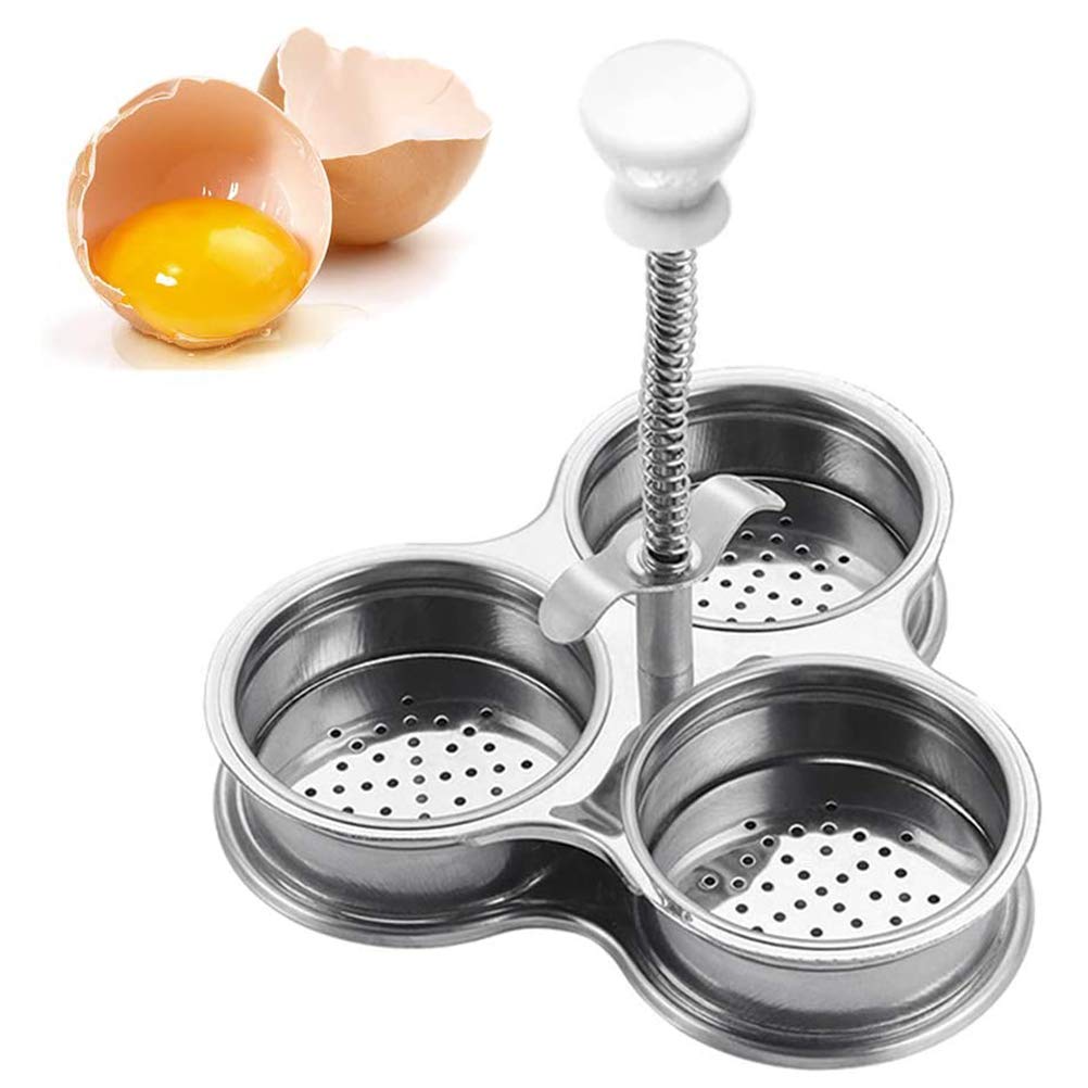 Egg Poachers, 3 Cups Egg Poacher Pan Stainless Steel Poached Egg Cooker Egg Poachers Cookware Set with 3 Nonstick Large Egg Poacher Cup, Egg Poacher Pan Insert, Easy to Use (Silver)