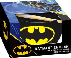 icup dc comics batman emblem ramen mug w/chopsticks