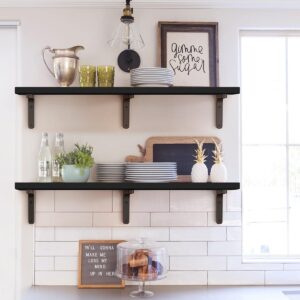 aicoo long black floating shelves 31.3 inches black shelf for wall decor suitable for living room/bathroom/kitchen/office shelves heavy duty display shelf 2 set