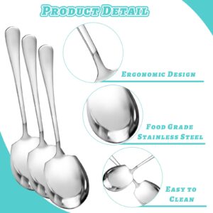 3 Pcs Large Serving Spoons, Stainless Steel Serving Spoon, Spoons Table Spoons, Long Handle Soup Spoons, Large Serving Tablespoons, Serving Spoons Set Kitchen Tool