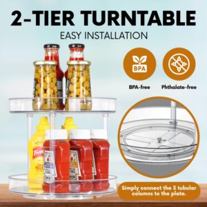 Clear Lazy Susan Organizer, Rotating Kitchen Pantry Organization and Storage, Medicine Cabinet Organizer, Lazy Susan Turntable Organizer for Cabinets, Bathroom, Refrigerator, Dresser, Spice Organizer