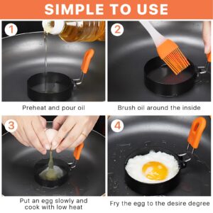 Elesunory 6 Pack Egg Rings for Frying Eggs, Nonstick Pancake Mold, Professional Stainless Steel Egg Mold with Anti-scald Handle, Round Egg Ring for Griddle Muffins Breakfast(8 Inch, 6 Inch, 3.5 Inch)