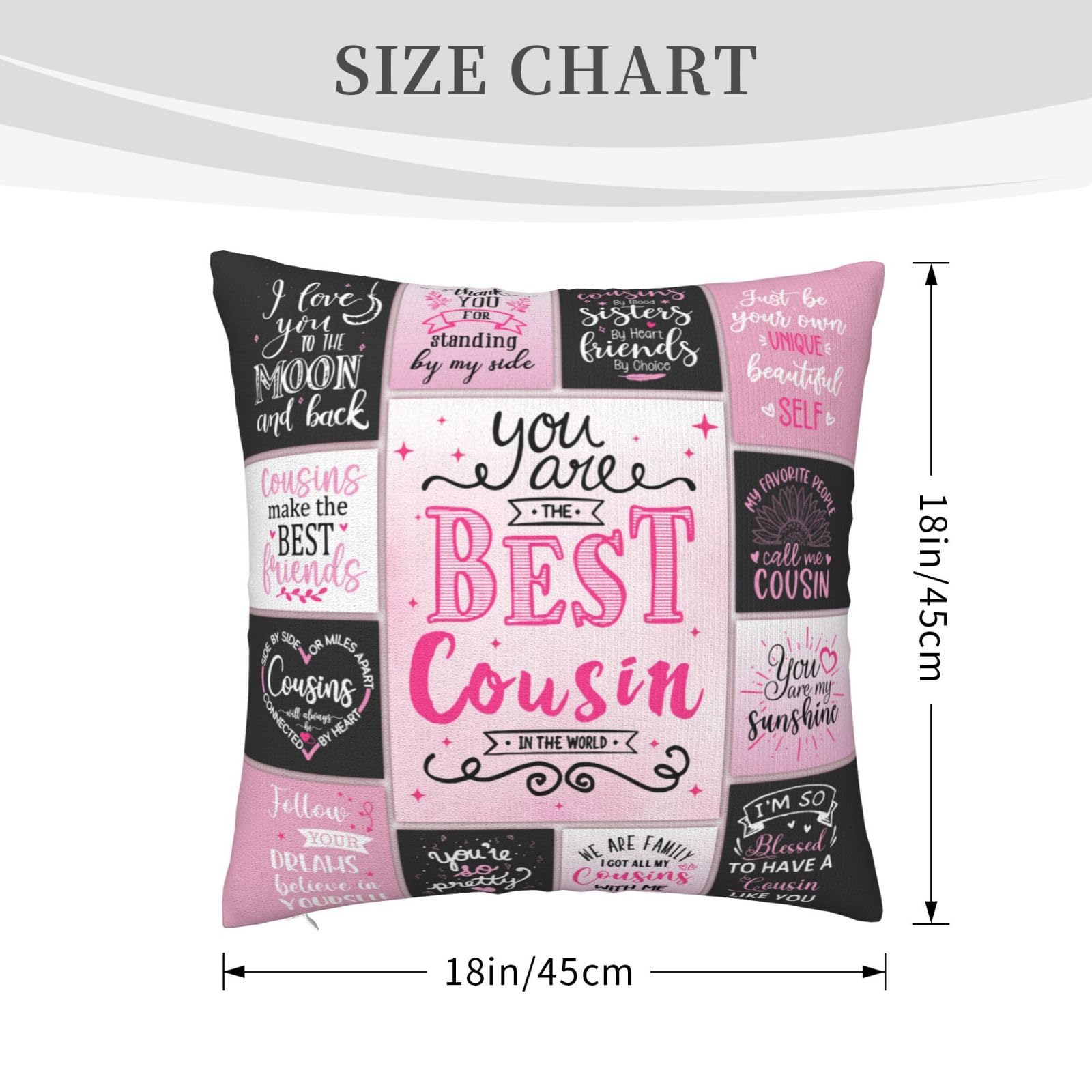 Christmas Cousin Gifts for Women, Xmas Gifts for Cousins Female, Best Cousin Gift from Cousin, Favorite Cousin Gifts for Girls, Cousin Birthday Gifts for Women Pillowcases 18" x 18"