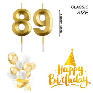 AOOLADA 89th 98th Birthday Candles, Gold 98 89 Year Old Number Birthday Candles, Birthday Party Decorations Cake Topper Gifts for Men Women