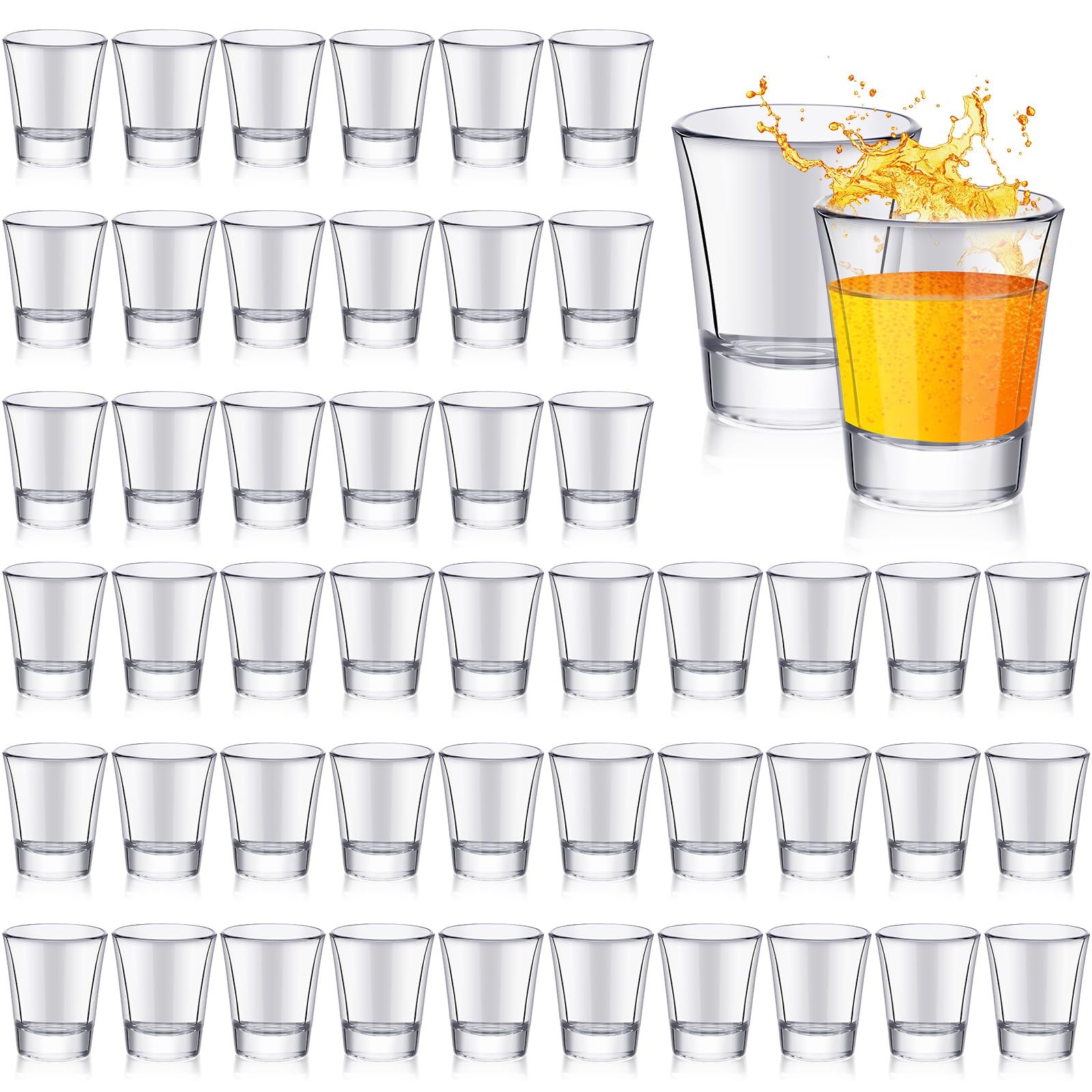 Ziliny 48 Pcs Clear Shot Glasses Set 1.5 oz Shot Glasses Bulk Whiskey Vodka Tequila Espresso Shot Glass Small Clear Shot Glass Cups Set for Bar Restaurants Home