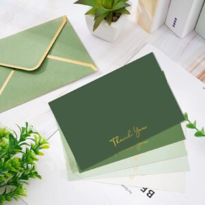 Whaline 40 Pack Thank You Cards with Envelopes Set Sage Green Series Greeting Cards Blank Note Cards for Weddings Bridal Shower Baby Shower