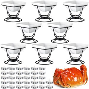 tandefio 40 pcs butter warmers for seafood 8 set 7oz ceramic butter warmers with 32 tea light candles food warmer candle for fondue chocolate cheese dishwasher microwave oven safe