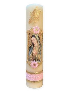 angelitos de mexico guadalupana virgen de guadalupe artisan pink candle cirio vela de la guadalupana fe catolica