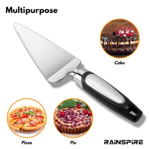 Rainspire Pie Server Spatula Stainless Steel, Pie Cutter Cake Cutter Slicer, Cake Server Spatula, Dishwasher Safe, Edges On Both Sides, Black