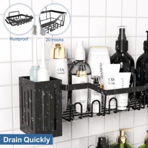 meexzoom Shower Caddy 5 Pack, Rustproof Shower Organizer for Bathroom, Large Capacity No Drilling Adhesive Shower Shelves for Inside Shower Rack, Stainless Steel Black Shower Shelf for Shower Storage