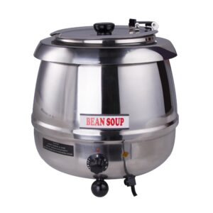 hakka commercial soup warmer - stainless steel soup kettle for parties - electric soup heater with precise temperature control, 11-quart