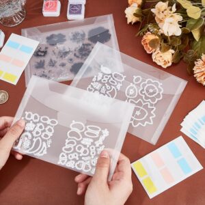 INFUNLY 30PCS Clear Stamp and Die Storage Pockets Plastic Envelopes 5x7inch Dies Storage Bag with 60 Label Sticker Resealable Plastic Storage Pocket Dies and Stamps Stencil Organizer for Card Making