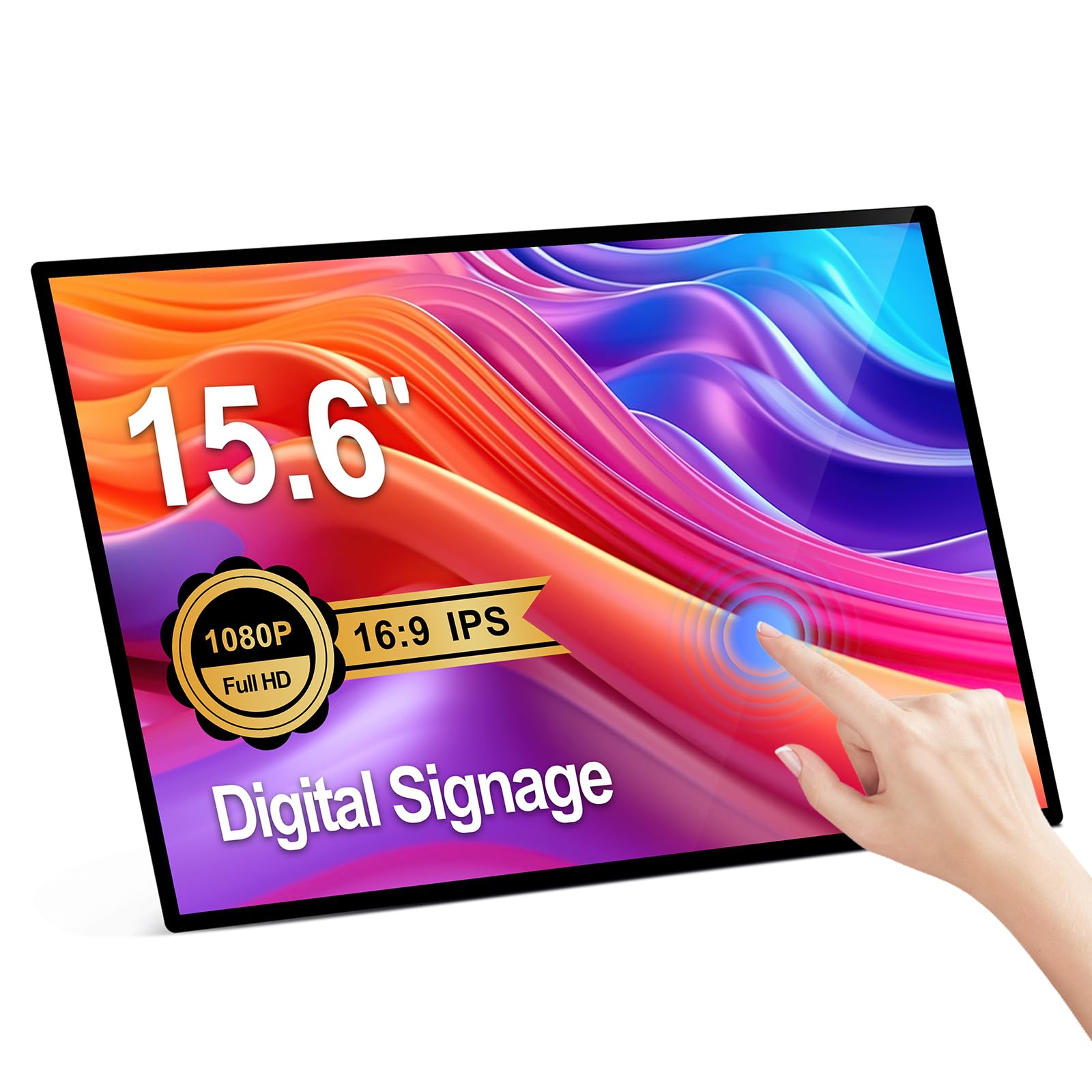 AYSTekMann 15.6'' Indoor Interactive LCD Digital Signage Display Commercial Advertising Kiosk Smart Video Media Player Ultra Thin 5G WiFi All in One Android Capacitive Touch Screen