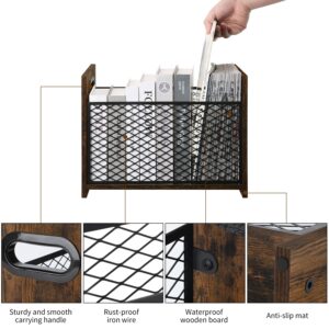 YINMIT Magazine Holder, Magazine Rack for Desktop and Home Office, Farmhouse File Storage Basket for Letters, Magazines, Books, Newspapers (Large)