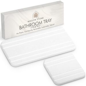 maison stone bathroom tray w/bonus vanity tray. absorbent bathroom trays for counter. multipurpose 8x4 countertop tray. perfume tray. kitchen soap tray. time saving bathroom counter tray.