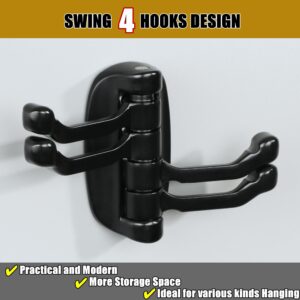 Alise Swinging Towel Hooks,Wall Mount Coat Hook Door Hanger Robe Clothes 4 Hooks for Bathroom Kitchen Garage Hotel Cabinet,Heavy Duty Folding Wall Hooks for Hanging Coat Hats Towels,Black