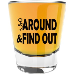 litgifts eff around and find out shot glass - cute shot glasses for women or men - funny shot glasses for adults - fun birthday gifts for him or her - 1.75 ounce glass shot glass