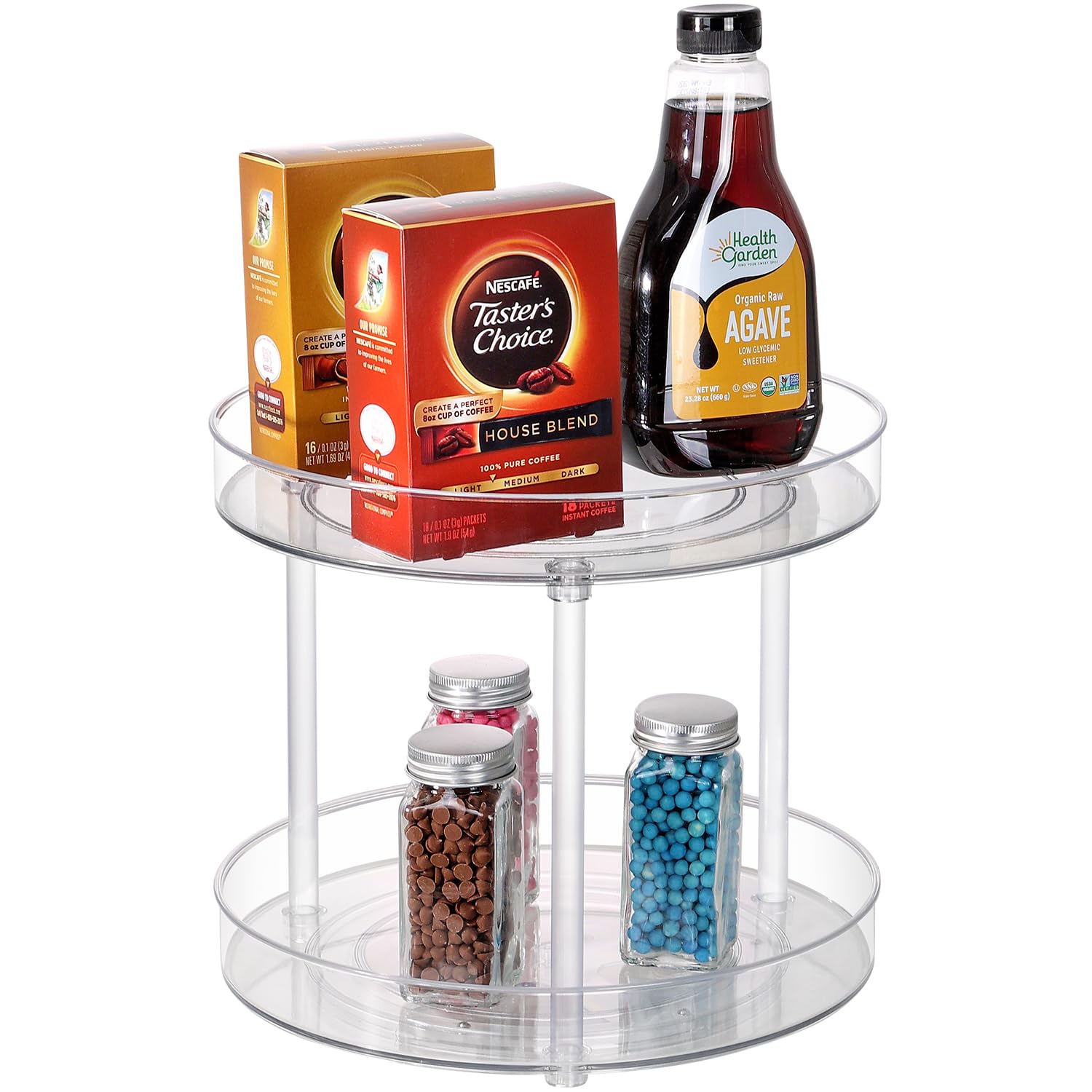 Clear Lazy Susan Organizer, Rotating Kitchen Pantry Organization and Storage, Medicine Cabinet Organizer, Lazy Susan Turntable Organizer for Cabinets, Bathroom, Refrigerator, Dresser, Spice Organizer