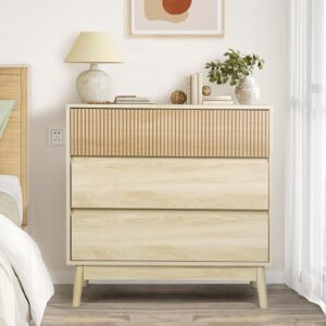 vowner 3 drawer dresser, farmhouse wood storage chest of drawers, modern closet dressers with wide drawers, bedroom, living room