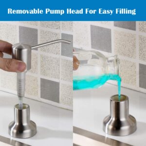 Dish Soap Dispenser for Kitchen Sink, SonTiy Built in Soap Dispenser Stainless Steel Soap Pump with 47" Extension Tube and 500ml Bottle