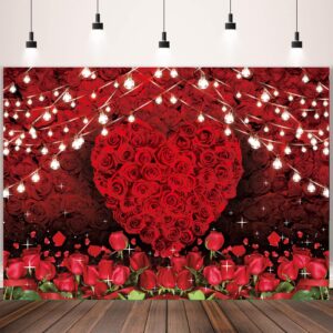 red rose flower wall backdrop floral photography background for wedding bridal shower adults women birthday party cake tables decoration studio props banner (7x5ft(82x59inch))