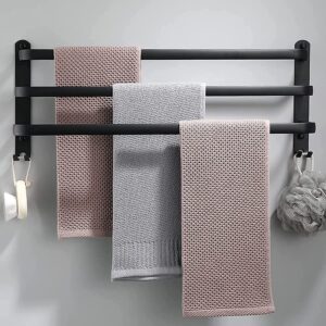 luceae 3-tiers ladder bath towel rail, kitchen tea towel rack, hotel, shower room towel holder, wall-mounted aluminum towel bar, matte black/60cm