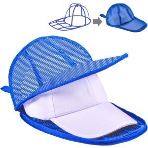 magtsmei hat washer cage, 1pack hat washer for baseball caps foldable hat cleaner for washing machine, dishwasher hat rack protector organizer storage for flat & curved hats blue