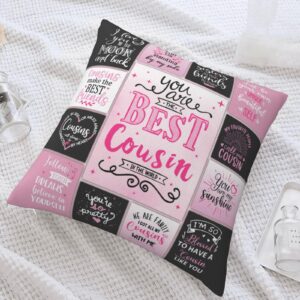 Christmas Cousin Gifts for Women, Xmas Gifts for Cousins Female, Best Cousin Gift from Cousin, Favorite Cousin Gifts for Girls, Cousin Birthday Gifts for Women Pillowcases 18" x 18"