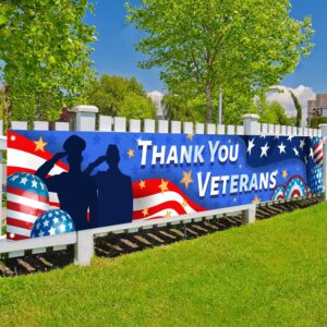 veterans day banner veterans day decorations outdoor, thank you veterans banner, veterans day yard sign, american flag patriotic soldier outdoor veterans day banner