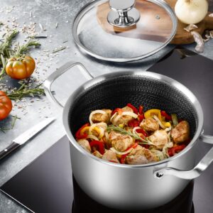 Stainless Steel Pots and Pans 4Pcs Nonstick Pot Set 1.5QT Saucepans&2.6QT Stockpots with Glass Lids, Dishwasher and Oven Safe, Works on Induction and Gas Cooktops