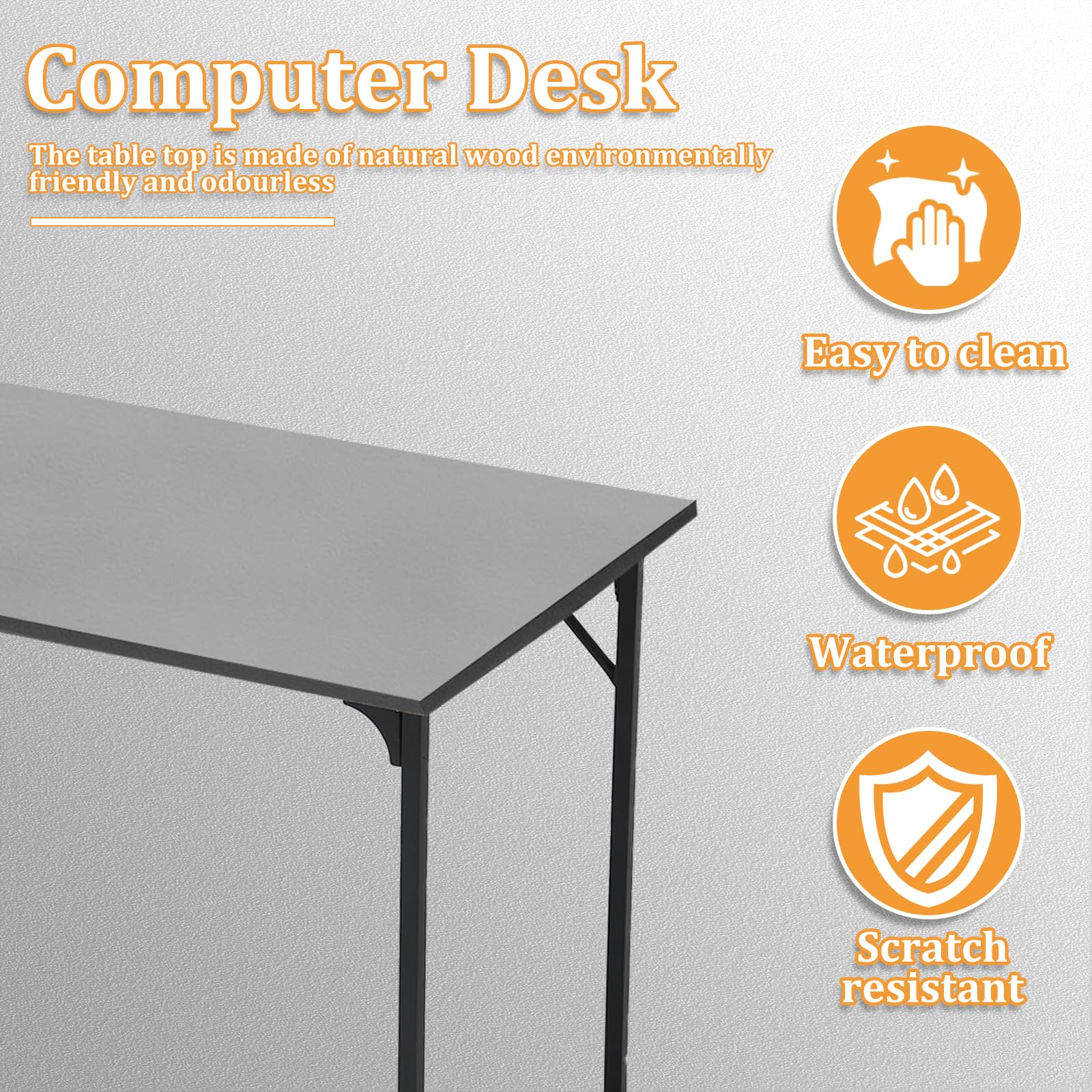 RROCOSIA Computer Desk Gaming Desk for Home Office, Study Student Writing Desk 48”W x 24”D,Black