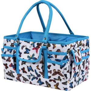 singer storage collapsible tote caddy, multicolor butterfly print