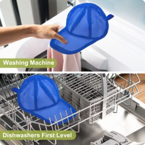 MAGTSMEI Hat Washer Cage, 1Pack Hat Washer for Baseball Caps Foldable Hat Cleaner for Washing Machine, Dishwasher Hat Rack Protector Organizer Storage for Flat & Curved Hats Blue