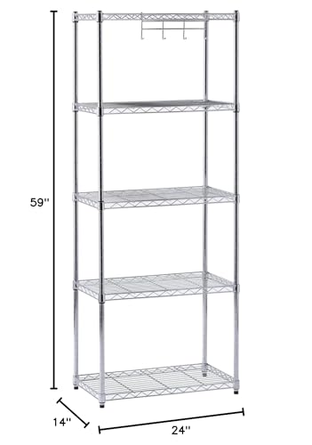 Muscle Rack 5 Tier Wire Chrome Shelving Unit 24" W x 14" D x 59" H