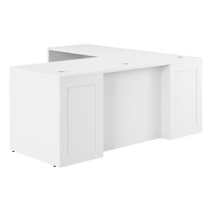 bush business furniture hampton heights 72w x 30d executive l-shaped desk in white, large computer table for home office or professional workspace