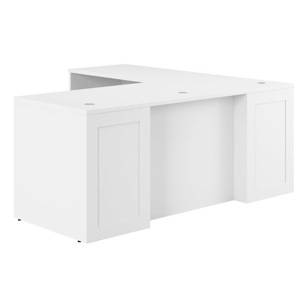 Bush Business Furniture Hampton Heights 72W x 30D Executive L-Shaped Desk in White, Large Computer Table for Home Office or Professional Workspace