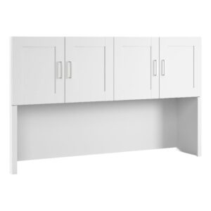 bush business furniture hampton heights 72w computer hutch in white, desk attachment for home office or professional workspace