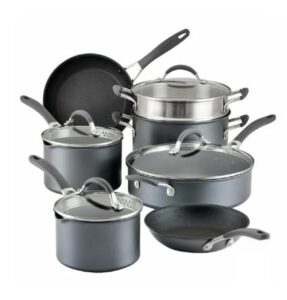 circulon a1 series with scratchdefense 11-piece non-stick cookware set.hard anodized aluminum construction.ergonomic silicone grip handles.