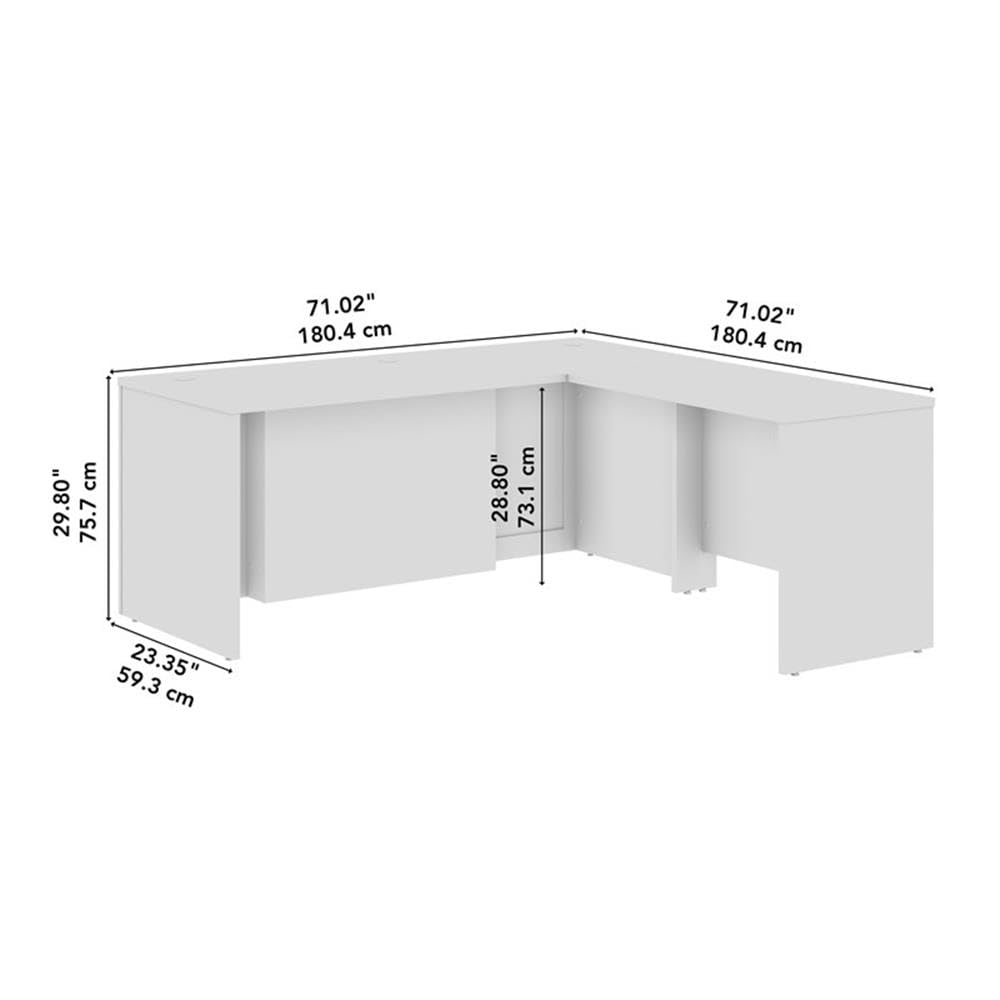 Bush Business Furniture Hampton Heights 72W x 30D Executive L-Shaped Desk in White, Large Computer Table for Home Office or Professional Workspace