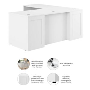 Bush Business Furniture Hampton Heights 72W x 30D Executive L-Shaped Desk in White, Large Computer Table for Home Office or Professional Workspace