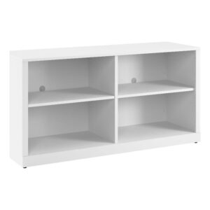 bush business furniture hampton heights 60w low bookshelf in white, horizontal bookcase storage for home office or living room