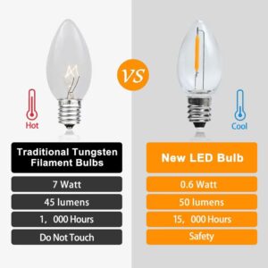 LiEiDi 25Pack C7 LED Replacement Light Bulbs, Shatterproof LED Bulbs for Window Candles & Chandeliers, E12 Screw Base, 0.6 Watt Equvalent to 5 6 7 Watt Incandescent Bulbs, Warm White 2200K