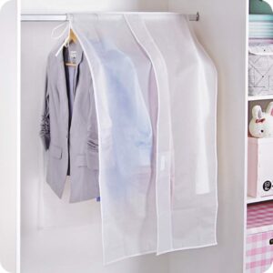 Clothes Dust Covers, Large Hanging Garment Rack Cover Storage Clothes Dust Shoulder Cover Clothes Dress Suits Coat Protectors for Home Bedroom, 35.43 x 43.31 in (White)