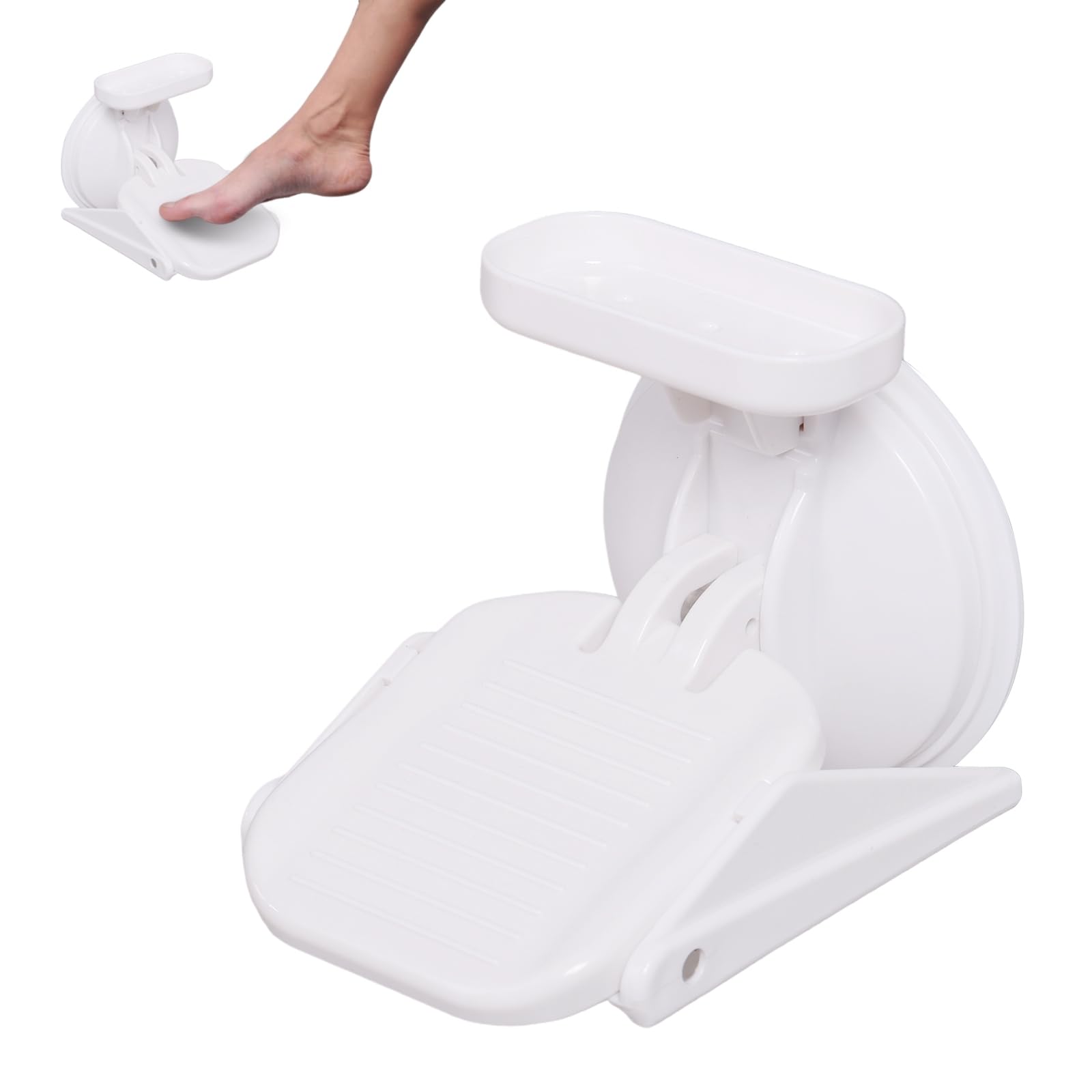 Shower Foot Rest for Shaving Legs, Suction Cup Foot Rest for Shower Leg Shaving Rest, Non Slip Foot Washing Stool for Inside Shower, No Drilling Required, with Powerful Suction Cups