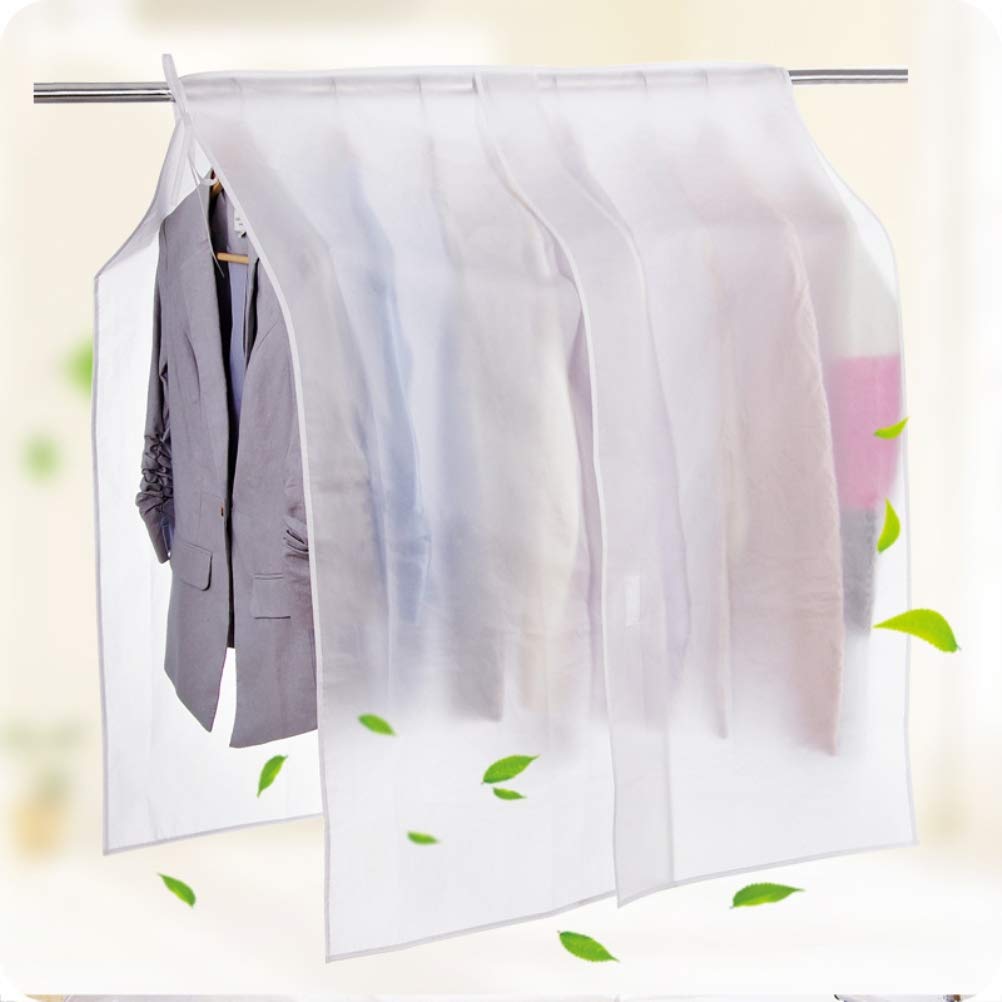 Clothes Dust Covers, Large Hanging Garment Rack Cover Storage Clothes Dust Shoulder Cover Clothes Dress Suits Coat Protectors for Home Bedroom, 35.43 x 43.31 in (White)