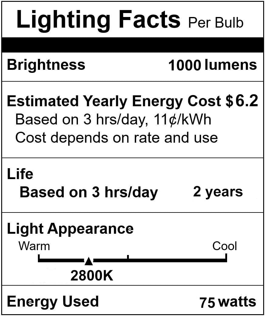 Vinaco PAR30 Long Neck 75W, 6 Pack Long Lasting PAR30 Halogen Flood Light Warm White 2800K, PAR30 Dimmable, High Output PAR30 Flood Light Bulb 120V with E26 Base for Indoor/Outdoor